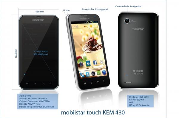 Mobistar ra mắt smartphone chạy hệ điều hành Android 4.0- Touch Kem 430 ...